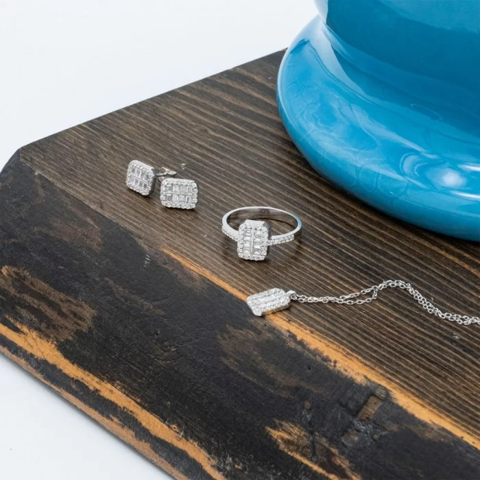 Artolian, 925 Sterling Silver Accessories Set Encrusted with Sparkling ...
