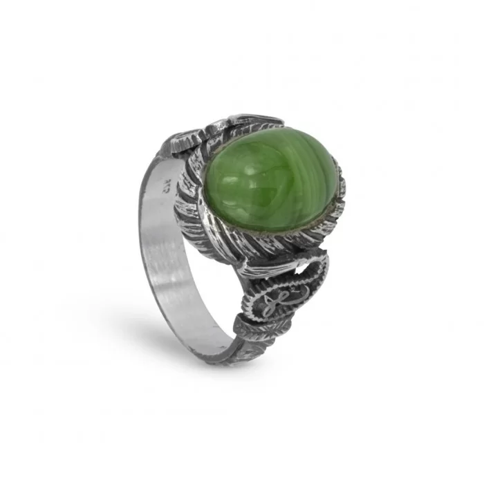 Artolian, Turkish Men's Ring with Green Emerald Stone Handmade in 925 ...