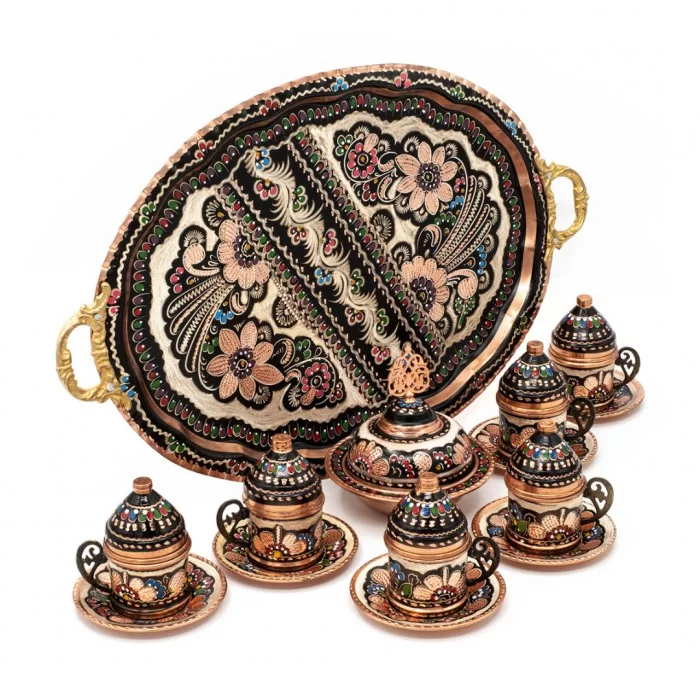 Handcrafted Copper Coffee Set - 6 Pieces